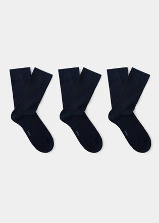 Mango Lot 3 paires de chaussettes coton bleu marine fonc&eacute; - Homme - 40-42 - MANGO MAN
