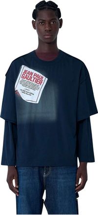 Jean Paul Gaultier Homme, Tops, Bleu, Taille: XL T-shirt &agrave; motif logo