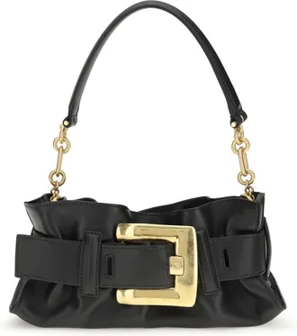 Balmain Womens Shoulder Bag Mini Anthem Black Calf Suede