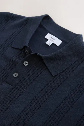 Next Poloshirt Regular Fit Poloshirt aus Strick, Pointelle (1-tlg)