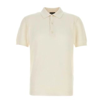 Tom Ford Silk Cotton Piquet SS Polo - - Tops - Herren - Wei&szlig; - M