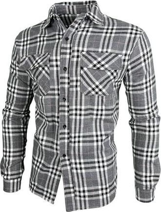 Generic Chemises &agrave; carreaux pour homme | Chemise &agrave; manches longues &agrave; revers | Chemise &agrave; carreaux pour le bureau | Chemise de b&ucirc;cheron style tartan pour homme 