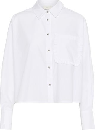 Kaffe Damen Womens Boxy Fit Pleats Above Hip Length Long Sleeves Buttons Shirt, Weiß (Optical White), 38