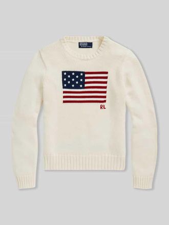 Polo Ralph Lauren Strickpullover mit Flaggen-Motiv und Rundhalsausschnitt