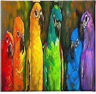 Homemania HM20KNV60x60-1 Kreidetafel mit Tiermotiven für Wohnzimmer, Schlafzimmer, Mehrfarbig, Polyester, Holz, 60 x 3 x 60 cm