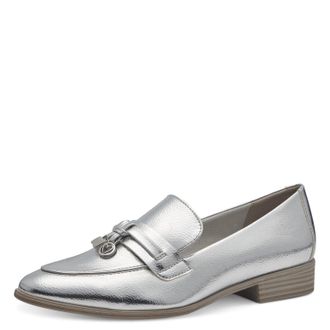 Marco Tozzi Damen Loafer mit Absatz Elegant Bequem, Silber (Silber), 38 EU