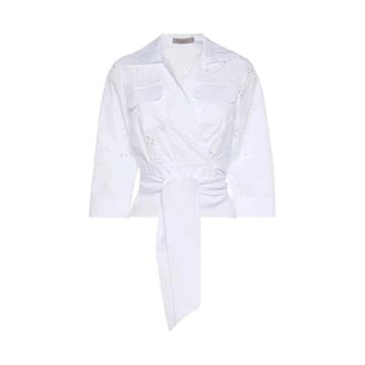 D.exterior Blumenstickerei Wickelhemd - - Blouses & Shirts - Damen - Wei&szlig; - XS