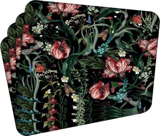 MG Design Set aus 4 Kork-Platzsets - Flowers 5 - 30 x 40 cm - hitzebeständig & abwischbar, mit Korkrückseite