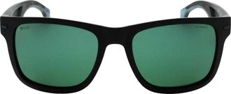HUGO BOSS Polarisiert-Sonnenbrille f&uuml;r Herren, Matt (Schwarz/Gr&uuml;n)