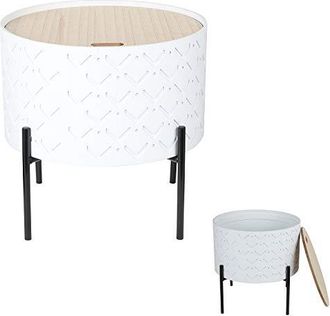 The Home Deco Factory Home Deco Factory Gemusterter Beistelltisch aus Holz, Weiß