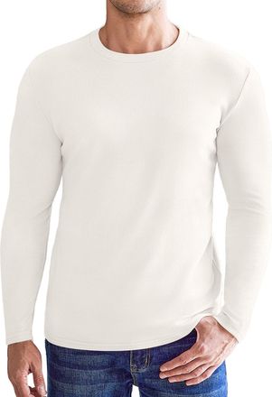 Ekouaer 1er/2er Pack Langarmshirt Herren Thermo Oberteil Winter Thermounterwäsch, Weiß, XXL