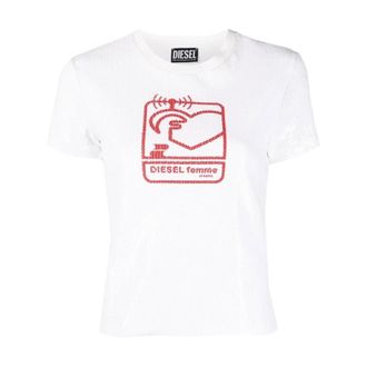 Diesel Kurz&auml;rmeliges Baumwoll-T-Shirt - - Tops - Damen - Wei&szlig; - XS