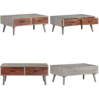 vidaXL Couchtisch Grau 100x60x40 cm Raues Mango-Massivholz - Couchtisch - Esszimmertisch - Wohnzimmertisch - Holzm&ouml;bel - Mangoholz Tisch - Home & Living