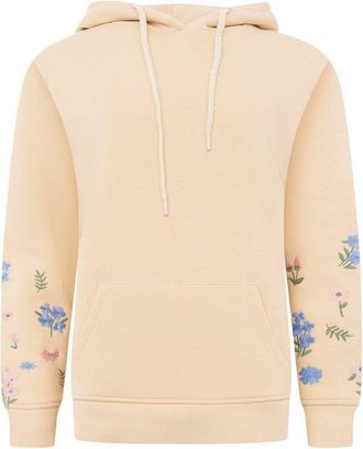 Zwillingsherz Hoodie Blumenranken mit gestickten Blumen am Arm, Kapuze, Fronttasche