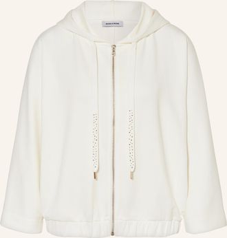 More & More More & More Sweatjacke Mit 3/4-Arm Und Schmucksteinen weiss
