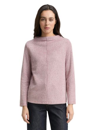 Tom Tailor Damen 1049009 Sweatshirt Mit Stehkragen, 39063 - Rumba Red Melange, S EU