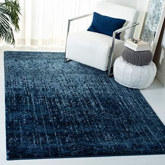 Safavieh Tapis Contemporain pour Salon, Salle à Manger, Chambre à Coucher - Collection rétro - Poils Courts - Bleu Clair et Bleu - 122 x 183 cm