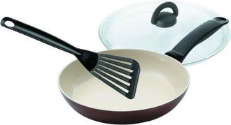 Kuhn Rikon 31261 Pfanne Pfannenset Ceramic Star 28cm Set 3-teilig bestehend aus Pfanne mit keramischer Beschichtung + Glasdeckel + Pfannenwender Kunststoff