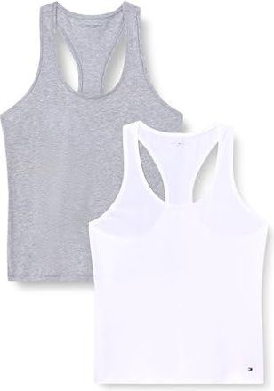 Tommy Hilfiger Débardeurs Lot de 2 Femme avec Stretch, Multicolore (White/Light Grey HTHR), XL