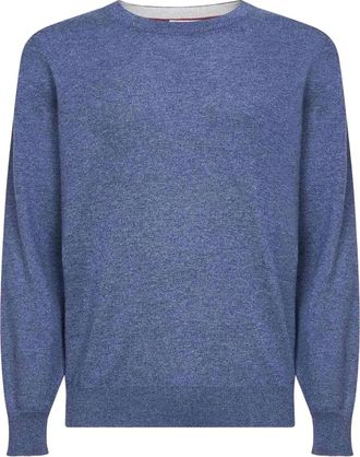 Brunello Cucinelli pull c&ocirc;tel&eacute; &agrave; encolure ras du cou - Bleu