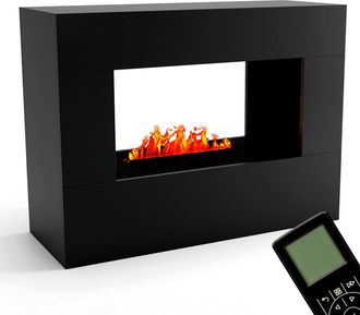 Glow Fire Wasserdampf Kamin KONSALIK (Standkamin) - Elektrokamin mit realistischen LED 3D-Flammen, Knistereffekt & Fernbedienung, 120x90x45 cm - Opti-Myst 500 E