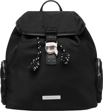 Karl Lagerfeld Femme, Sacs, Noir, Taille: ONE Size Ikon Nylon Small Flap Backpack