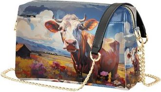 Mnsruu Sacs à bandoulière pour femme, sac à main en cuir de vache et fleurs sauvages