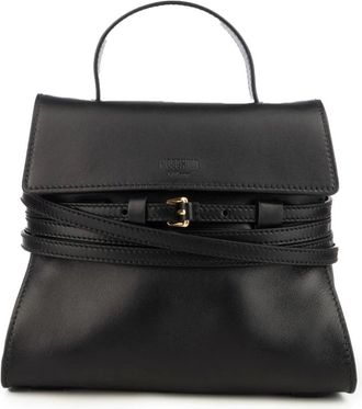 Moschino Femme, Sacs, Noir, Taille: ONE Size Tie Me Small Leather Handbag