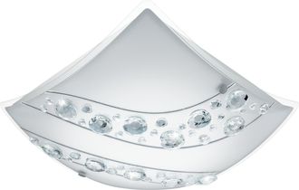 Eglo LED Deckenlampe Nerini, Deckenleuchte, Stahl in Weiss, Glas mit Brillantglas in Weiss, schwarz, klar neutralweiß