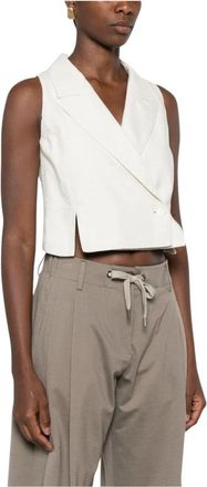 Emporio Armani Blazer Sans Manches Double Boutonnage - Femme - Vestes - Blanc - Taille: 34 FR