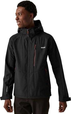 Regatta Hewitts X Veste softshell &agrave; capuche zipp&eacute;e pour homme, Noir Rouge Ocre, XL