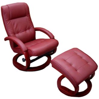 Hhg Fernsehsessel Aprilia, Kunstleder, mit Hocker bordeaux