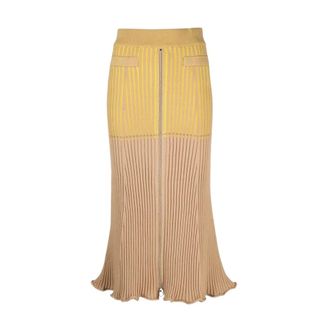 Paco Rabanne Gerippter Strick-Midi-Rock Gelb/Kamel - - Skirts - Damen - Mehrfarbig - L