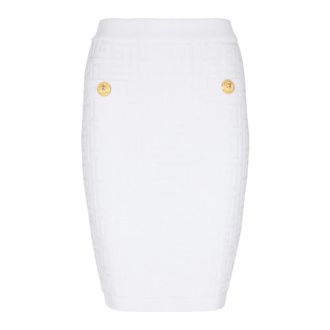 Balmain Monogramm Strickrock - - Skirts - Damen - Wei&szlig; - XS