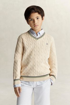 GANT Teenager Teen Boys Cricket Pullover (122/128) CREAMED Wei&szlig;
