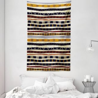 Abakuhaus Stammes Wandteppich und Tagesdecke, Trippy Geometric Figures aus Weiches Mikrofaser Stoff Waschbar ohne Verblassen Digitaldruck, 140 x 230 cm,Schwarz 