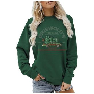 Generic Pull de Noël Femme Pull Moche Noel Sweatshirt a Manches Longues Et Col Rond avec Inscription Sapin de Noël pour Femme