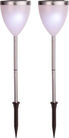 Best Season 477-35 LED-Solar-Pathlights 2-er Set 46 x 10 cm, silber