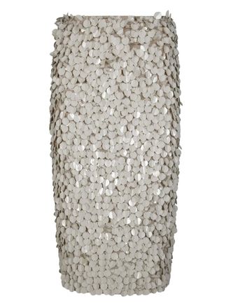 P.A.R.O.S.H. jupe mi-longue à design brodé de sequins - Gris