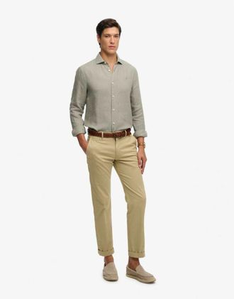 Superdry Riviera - Chemise en lin m&eacute;lang&eacute; &agrave; manches longues - Vert baie