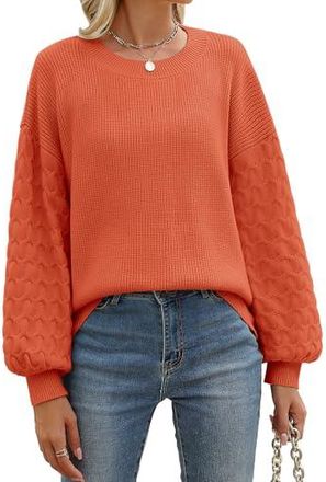 Heekpek Lonya Pull Femme Chic Elegant - Tricot Col Rond Sweat Hiver Chaud Pullover Manche Longue Pulls Femme Cable Knit Grande Taille Tricot&eacute; Pull Long Oversi