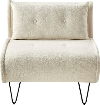 Beliani Einzelsofa Bouclé-Stoff Hellbeige mit Schlaffunktion Kissen Metallfüße Vestfold