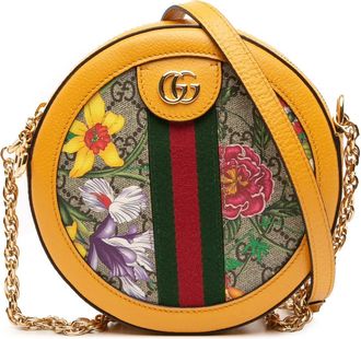 Gucci Hobo Bags - Mini GG Supreme Flora Ophidia Round Crossbody - Gr. unisize - in Braun - für Damen