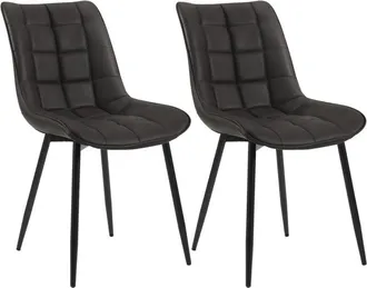 Woltu Lot de 2 Chaises de salle &agrave; manger Woltu si&egrave;ge en Similicuir, Chaises de Cusine, pieds en m&eacute;tal, Anthracite
