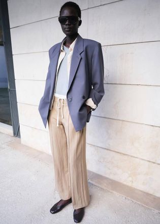 Mango Pantalon lyocell taille combin&eacute;e beige - Femme - 32 - MANGO