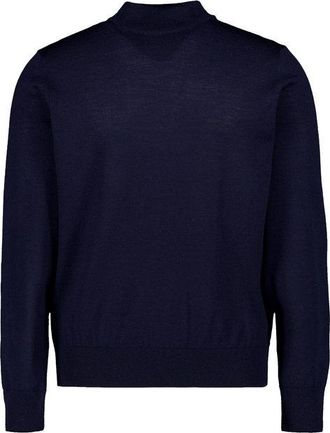 HUGO BOSS Herren Pullover blau Merinowolle unifarben