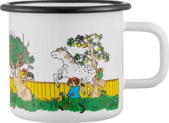 Muurla Pippi Langstrumpf Tasse/Becher 0,37 l Emaille gr&uuml;n, mehrfarbig, wei&szlig;
