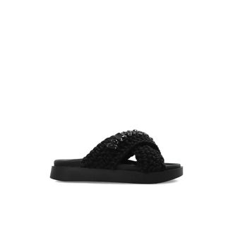 INUIKII Femme, Chaussures, Noir, Taille: 39 EU Woven Slides
