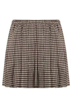 Moncler Womens Mini Skirt Mixed Cotton Brown Polyester