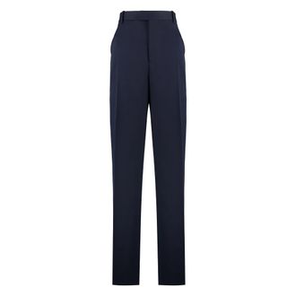 Bottega Veneta Ma&szlig;geschneiderte Wollhose mit Ges&auml;&szlig;tasche - - Trousers - Damen - Blau - S